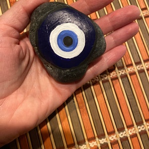 Handpainted Evil Eye Rock, Unique Desk Decor - Etsy
