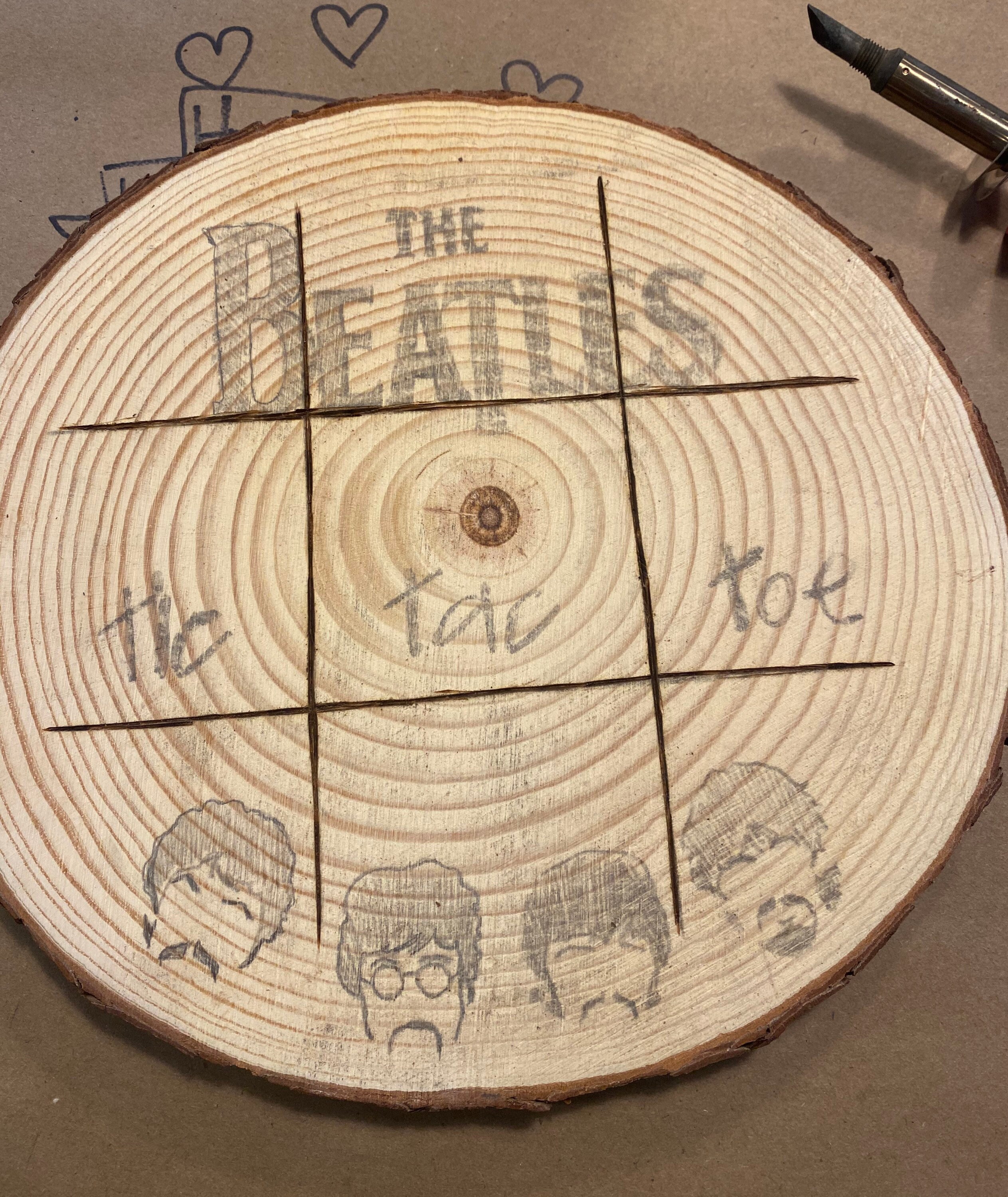 Hand Made the Beatles Themed Tic Tac Toe- Hand Painted Rocks and Wood ...