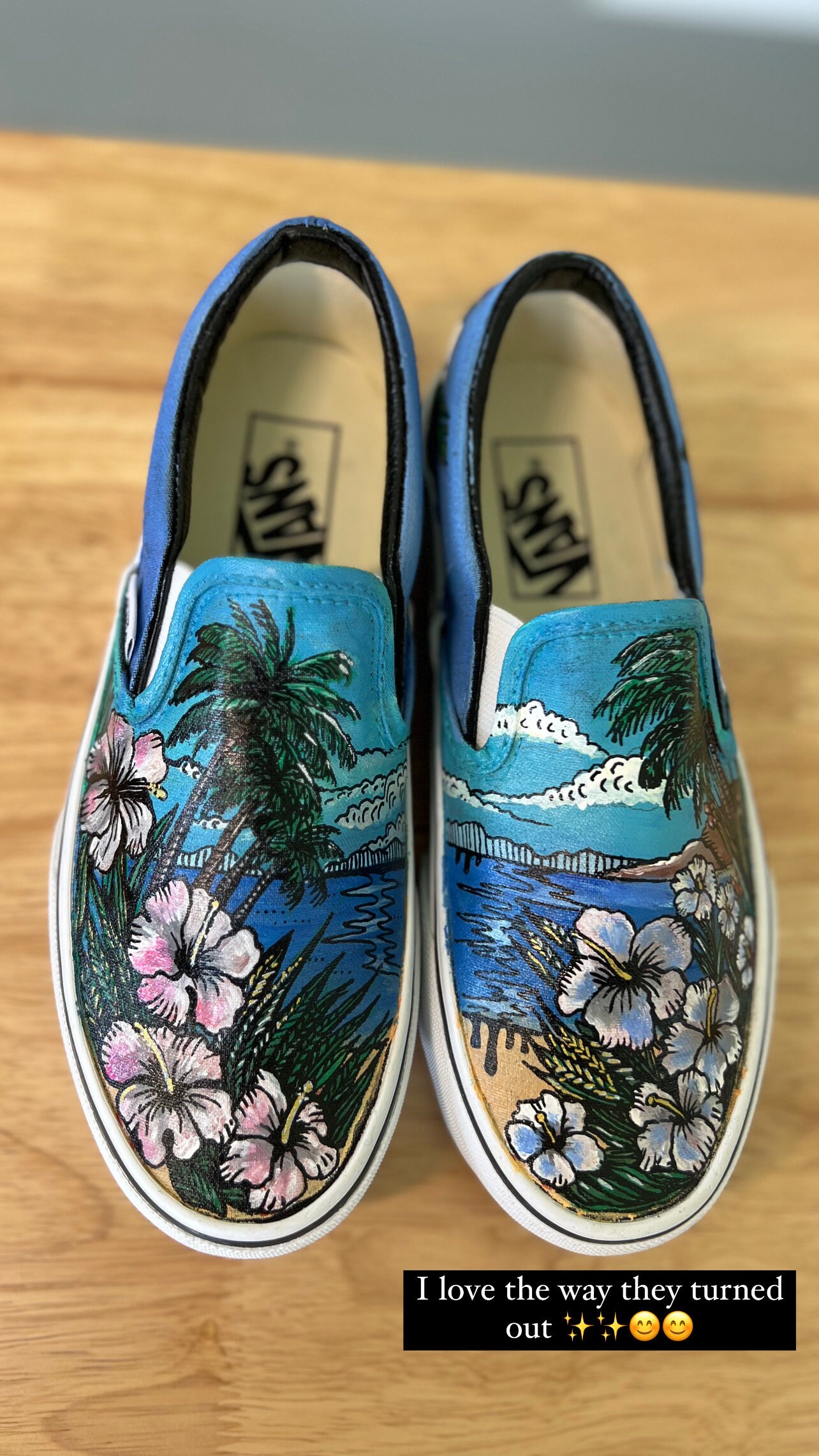 Hand Painted Tropical Vans Slip-on Sneakers, Custom Beach Shoes, Floral ...