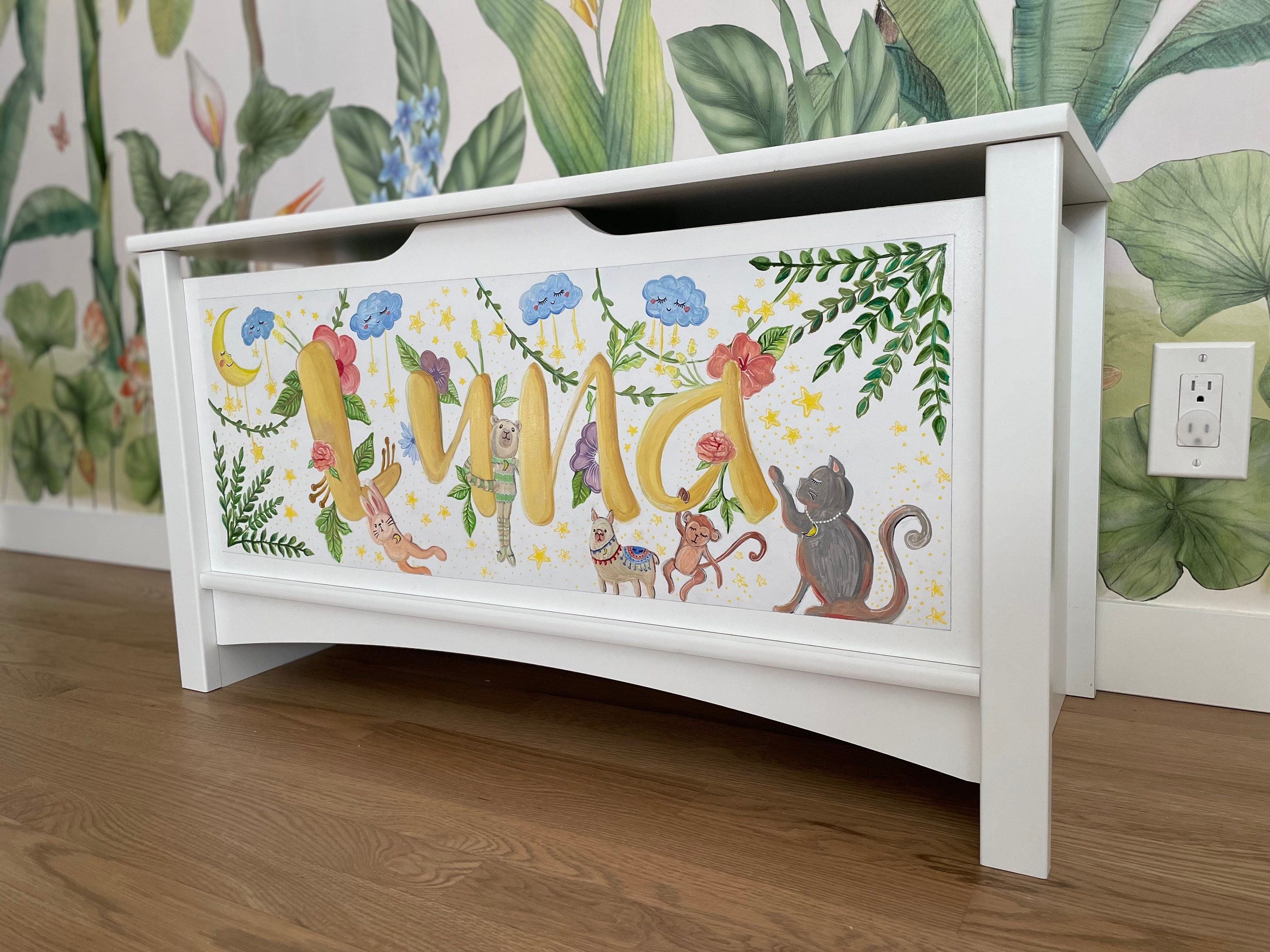 Personalized, Custom Hand Painted Toy Chest, Hand Painted Wooden Toy ...