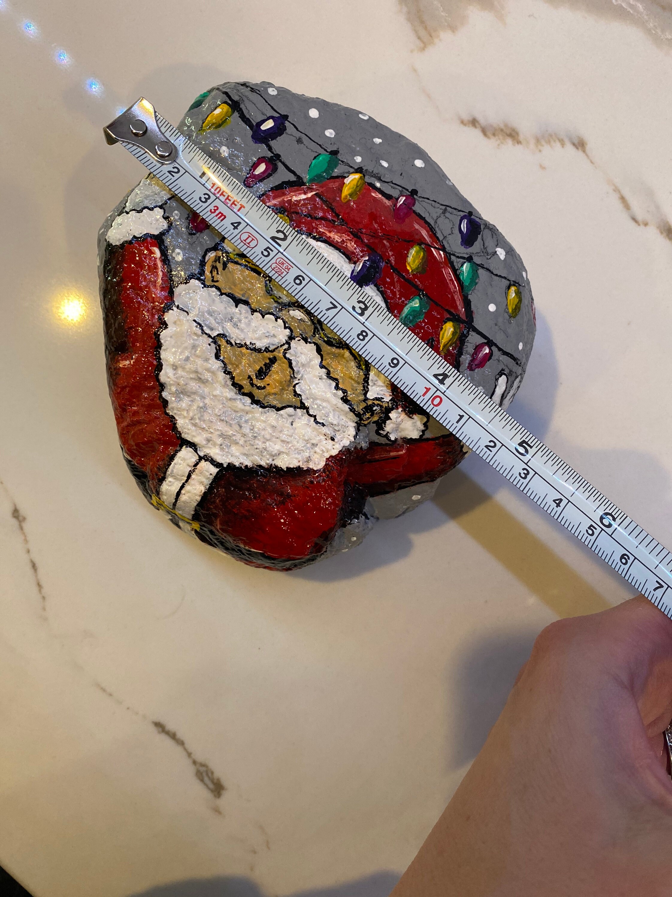 Hand Painted Santa on a Rock. Lots of Details, Sealed to Last! Unique ...