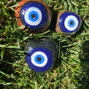 Handpainted Evil Eye Rock, Unique Desk Decor - Etsy