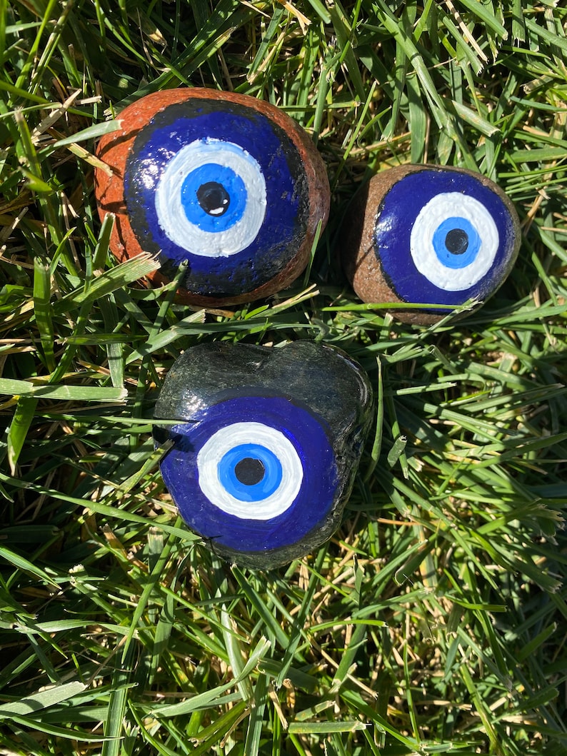 Handpainted Evil Eye Rock, Unique Desk Decor - Etsy