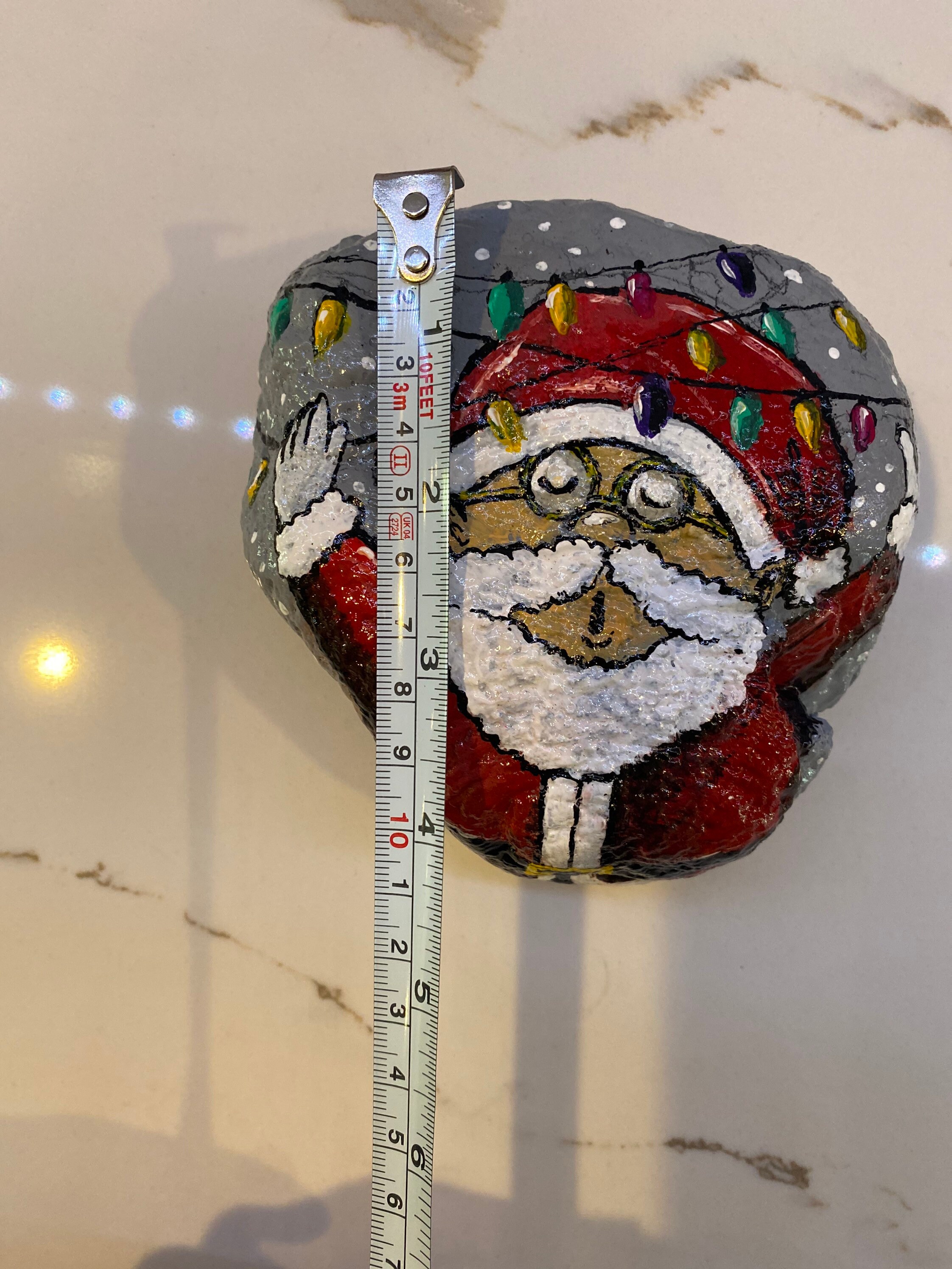 Hand Painted Santa on a Rock. Lots of Details, Sealed to Last! Unique ...