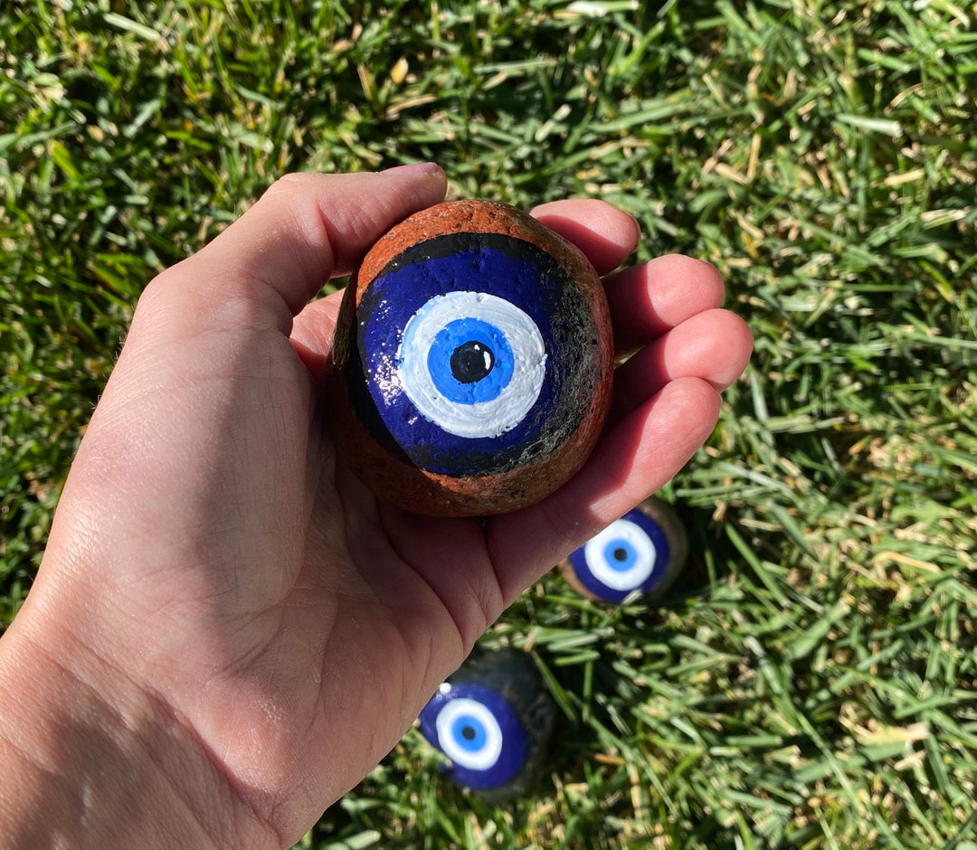 Handpainted Evil Eye Rock, Unique Desk Decor - Etsy