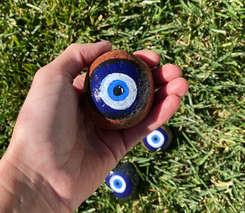 Handpainted Evil Eye Rock, Unique Desk Decor - Etsy