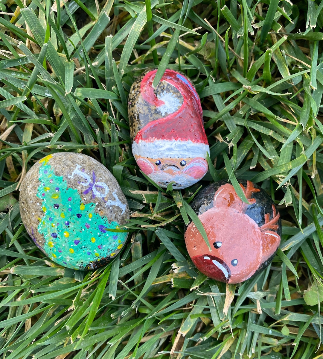Hand Painted Custom Rocks - Set of 3 Holiday Themed Rocks! Unique ...