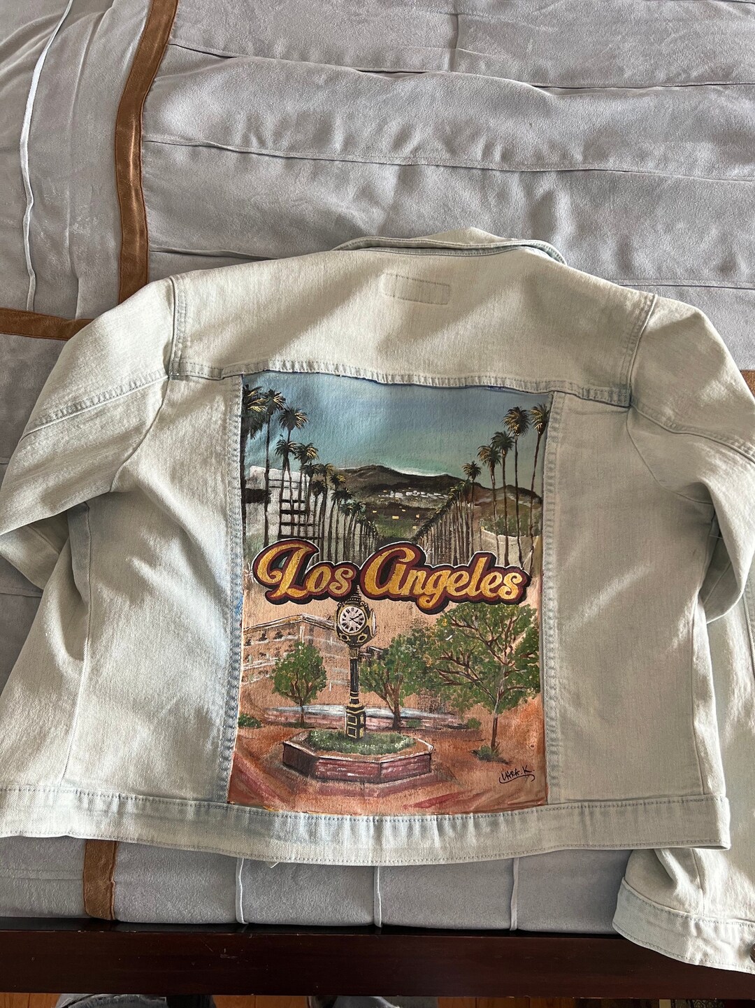 Custom Hand Painted Los Angeles Themed Denim Jacket - Made to Order ...