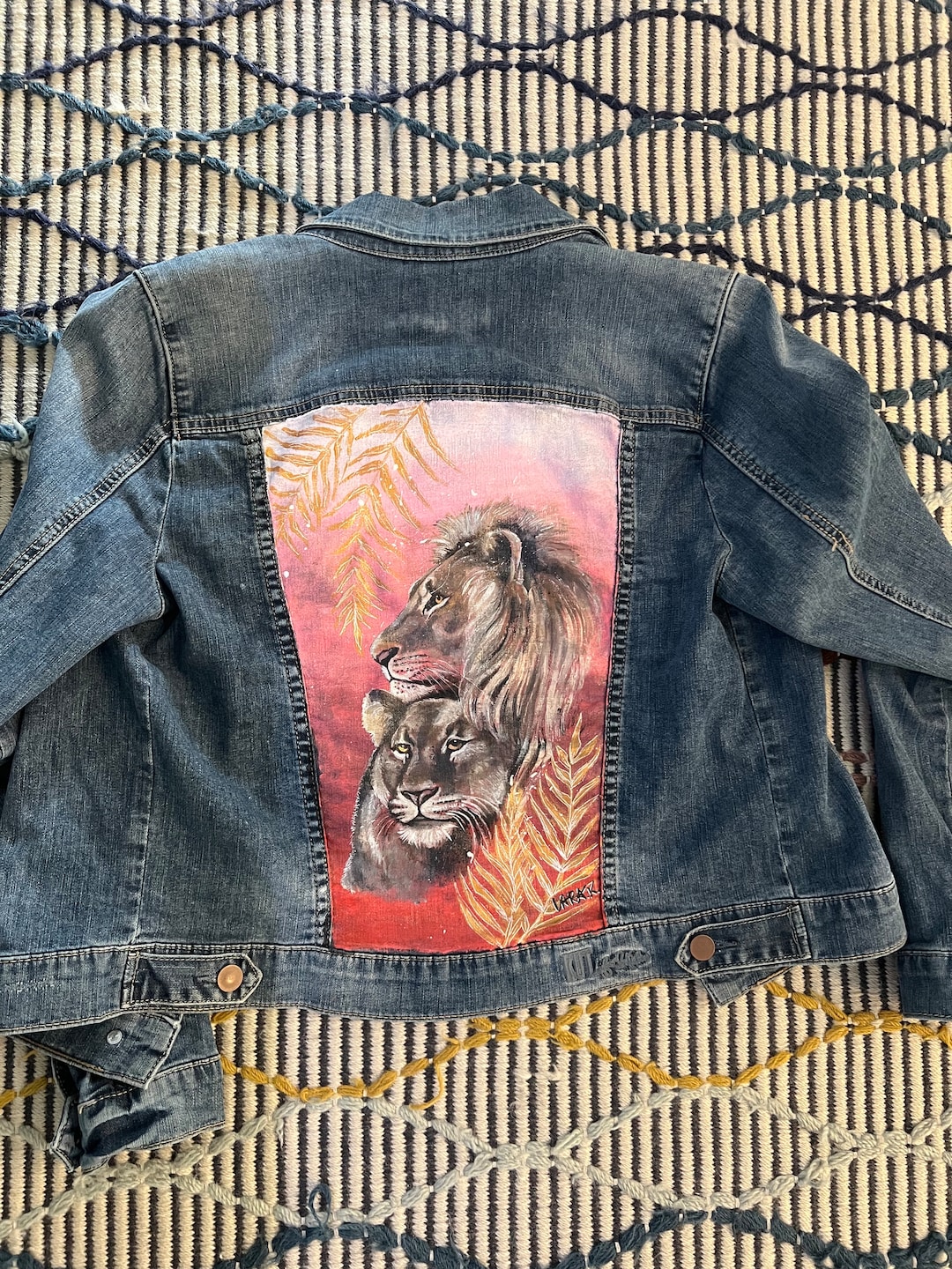Custom Hand Painted Lion and Lioness Love, Denim Jacket - Made to Order ...