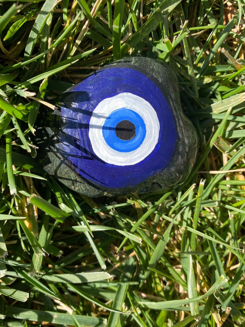 Handpainted Evil Eye Rock, Unique Desk Decor - Etsy
