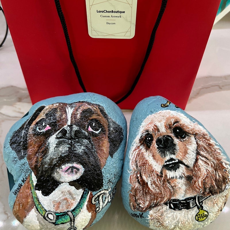 Dog Painting on Rock - Etsy