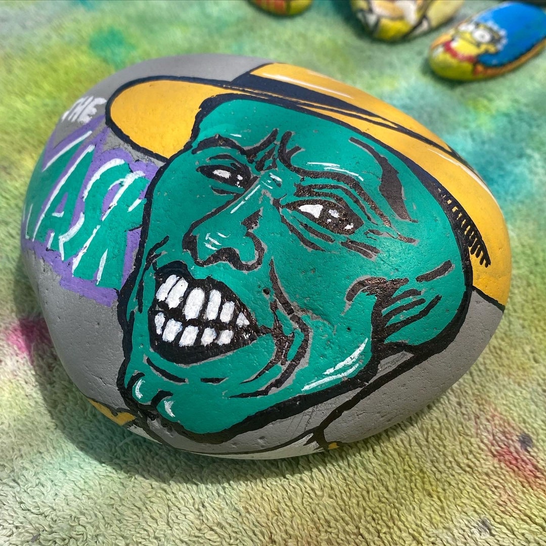 Hand Painted Rock the Mask - Etsy