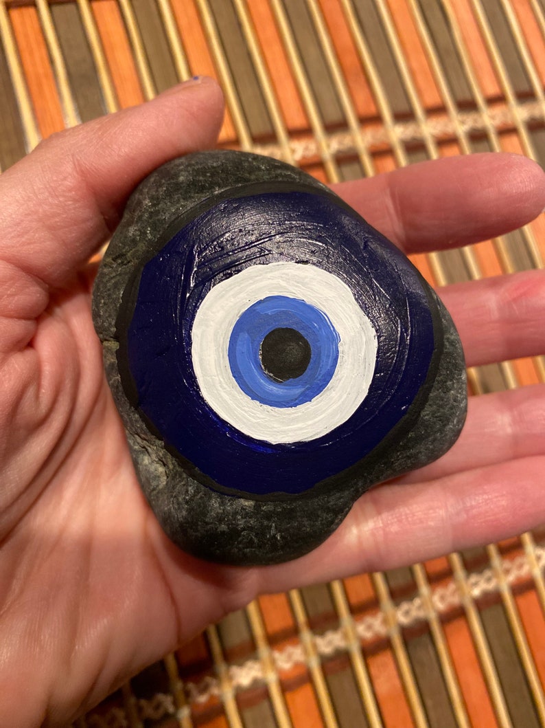 Handpainted Evil Eye Rock, Unique Desk Decor - Etsy