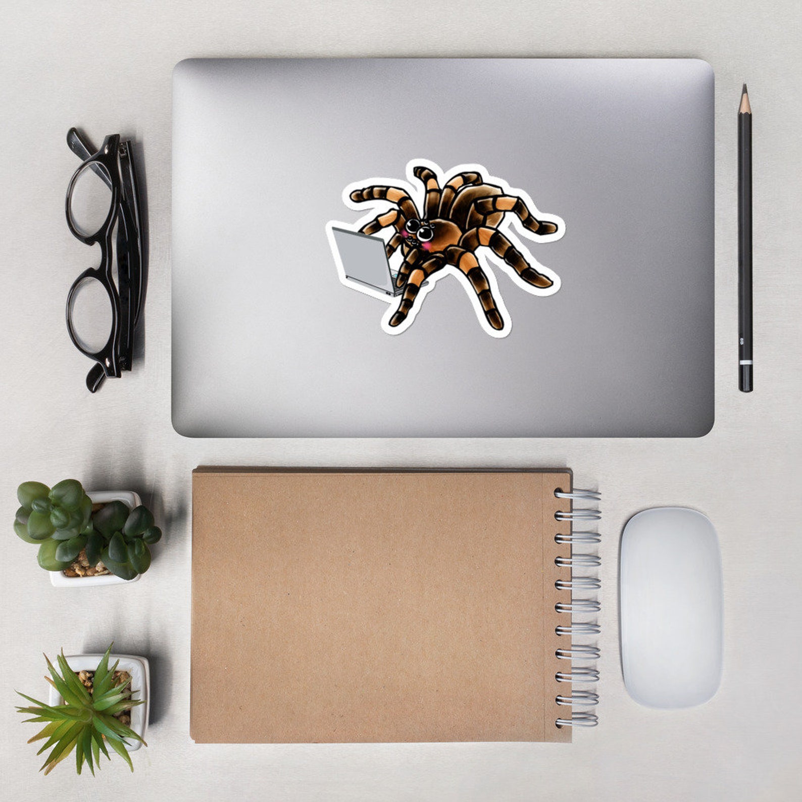 Tarantula With Laptop Sticker Cute Laptop Spider Sticker - Etsy