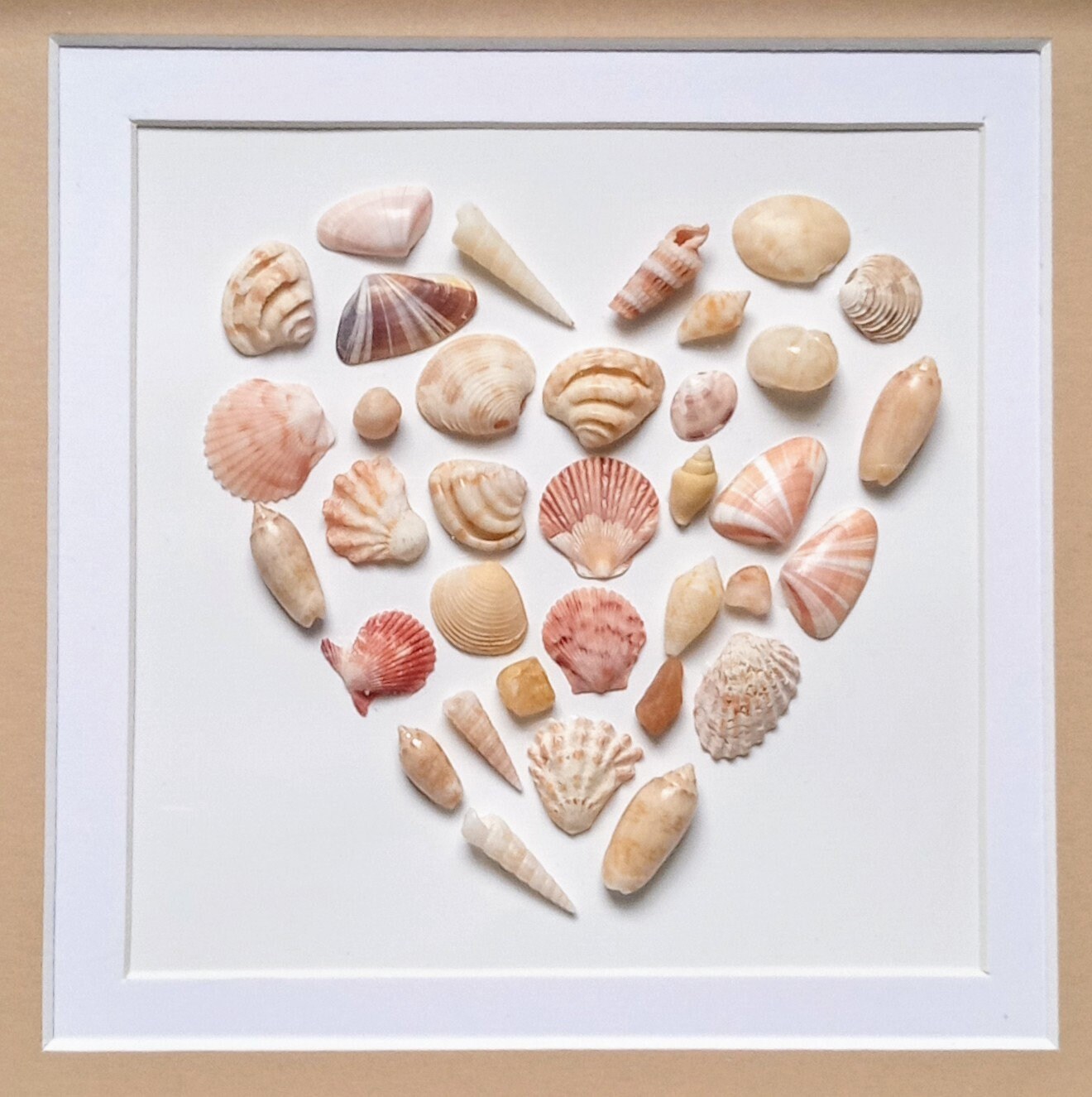 8x8 Shadow Box Framed Seashell Heart Coastal Decor - Etsy