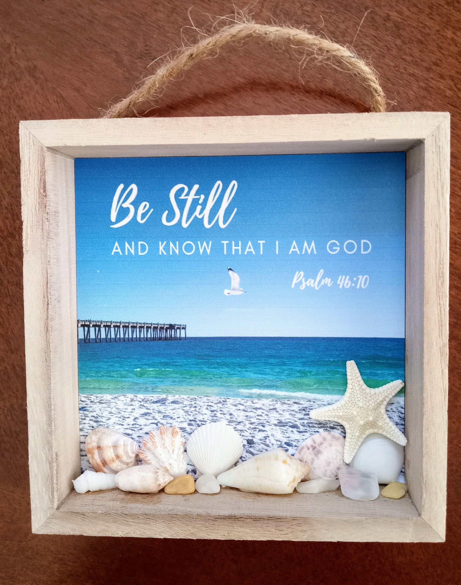 Be Still and Know That I Am God - Wooden Frame - Seashells - 5x5 Square ...