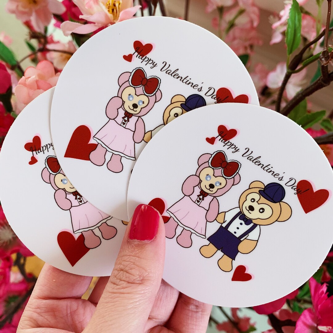 Duffy & Friends Inspired Valentine's Day Individual 3x3 Circle Sticker ...