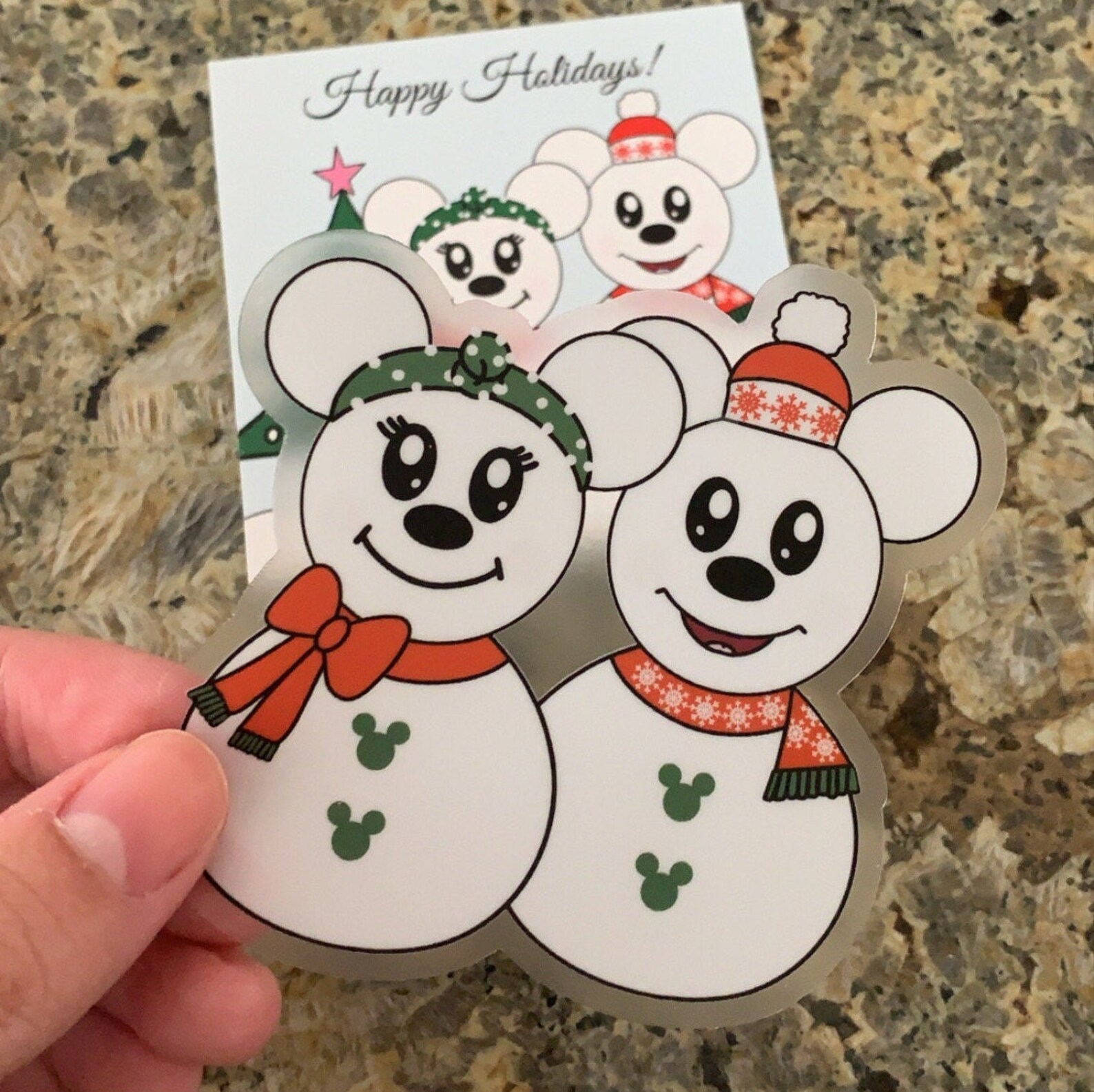 Minnie Mickey Snowman Snowpeople Sno Snows Holiday Sticker - Etsy