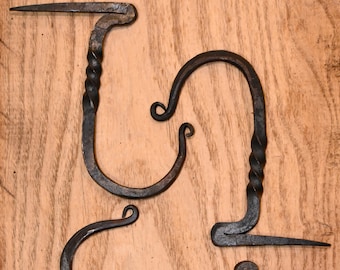 Set of 3 Hand Forged Twisted Wall Hook, Colonial Hook, Blacksmith Made ...
