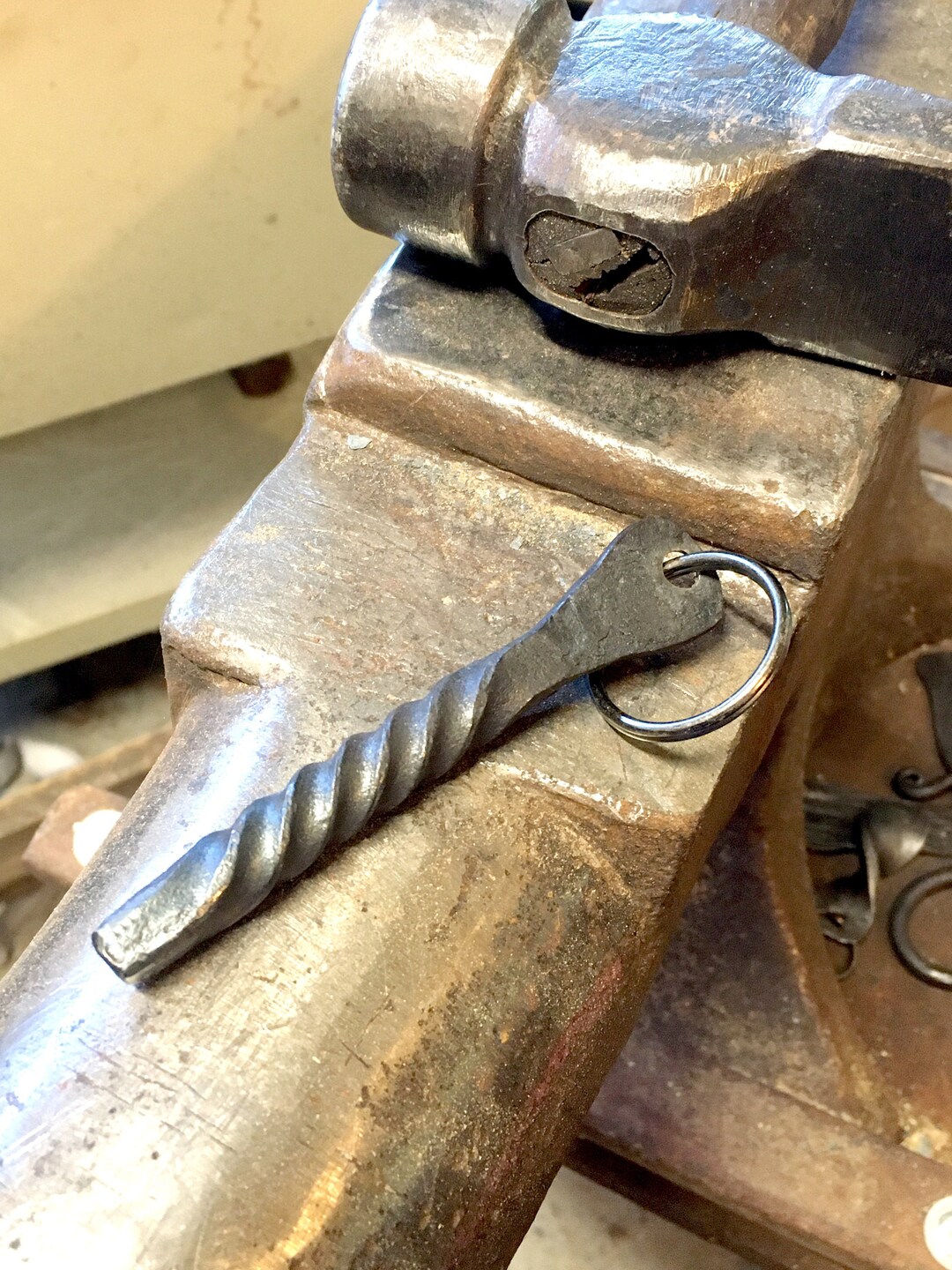 Forged Twist Key Chain - Etsy