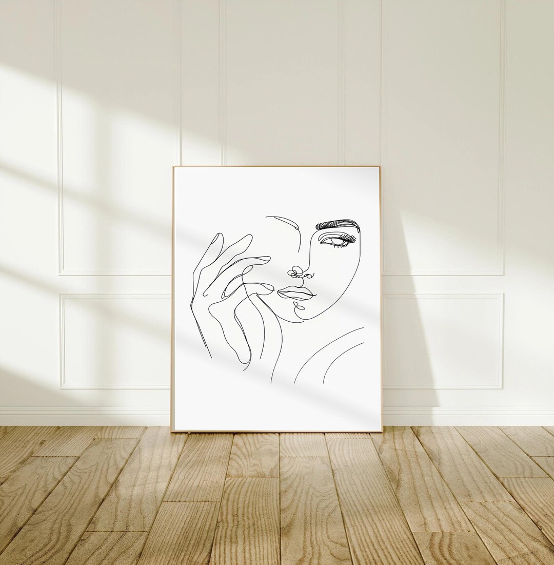Abstract Woman Hand Drawing Digital Illustration Art Print Fine Line ...