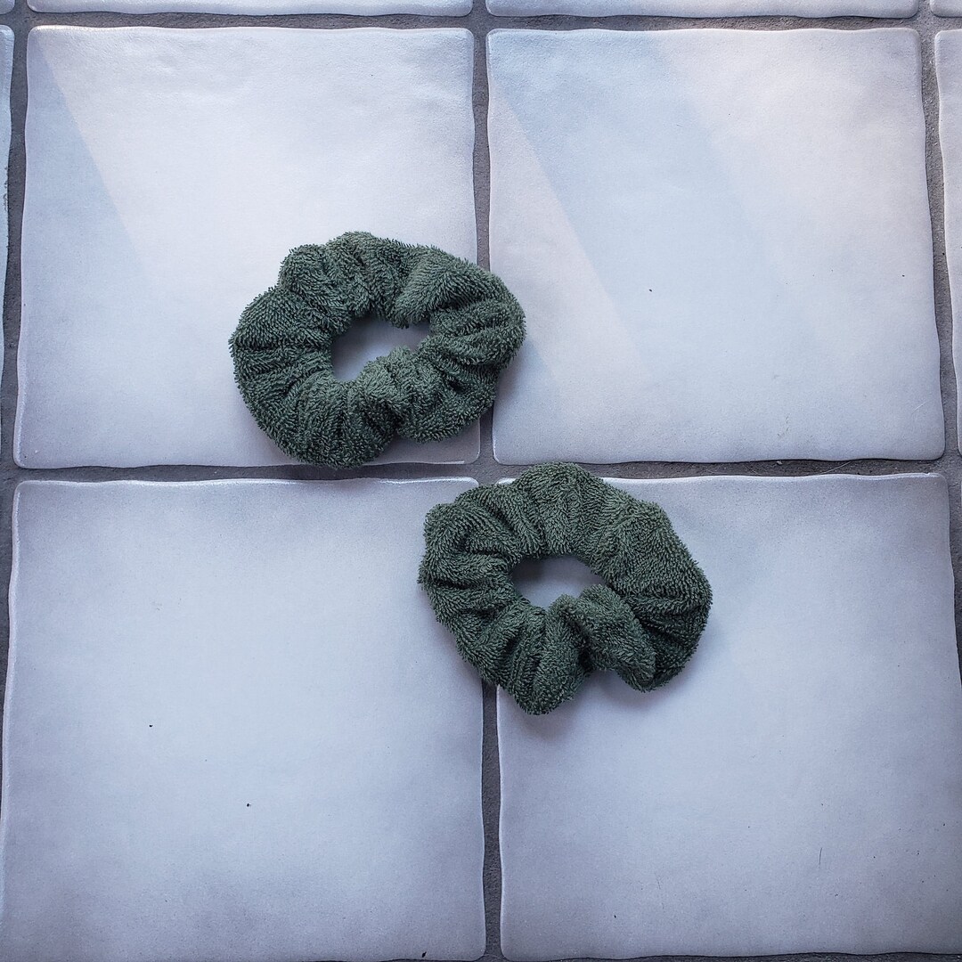 Olive Green Terry Cloth Hair Ties - Etsy