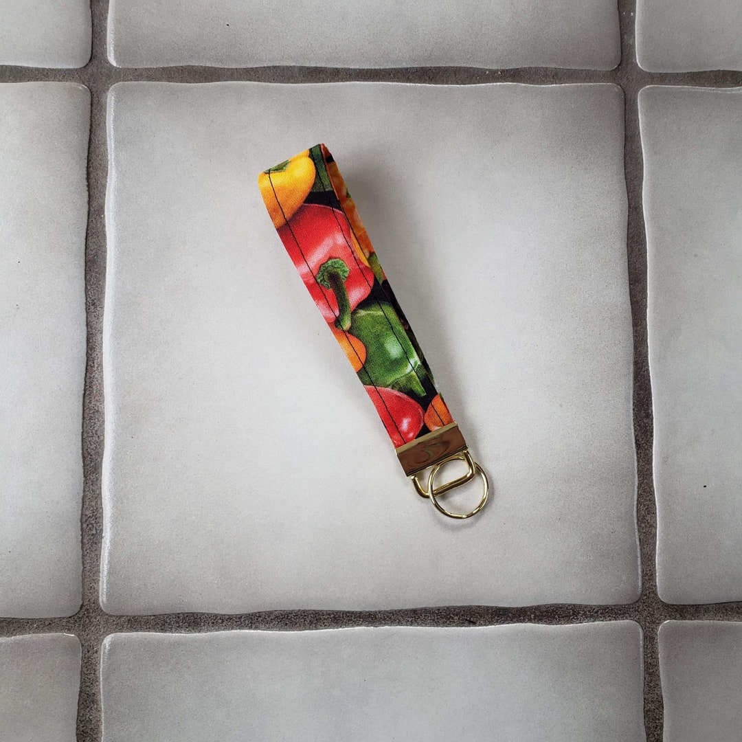 Red Yellow and Green Bell Pepper Key Fob Wrist Lanyard Strap Keychain ...