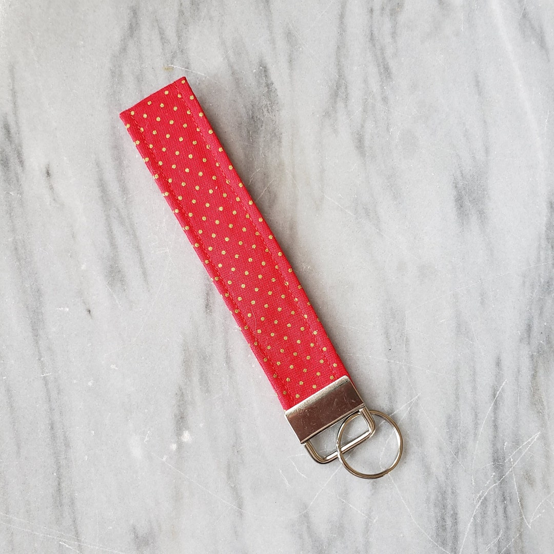 Red and Gold Polka Dot Key Fob Wrist Lanyard Strap - Etsy