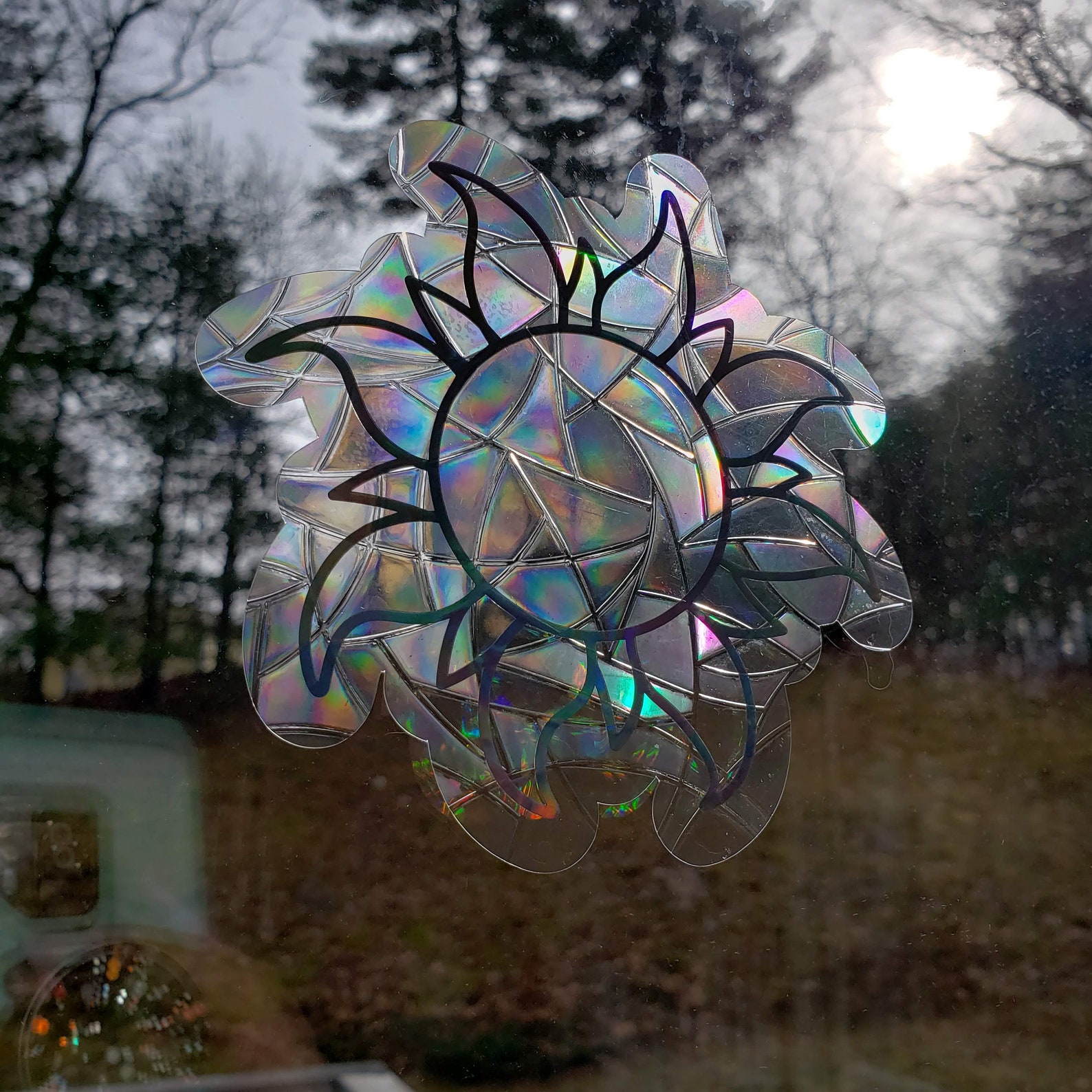 Beautiful Holographic Rainbow Shining Sun Suncatcher, Window Cling ...
