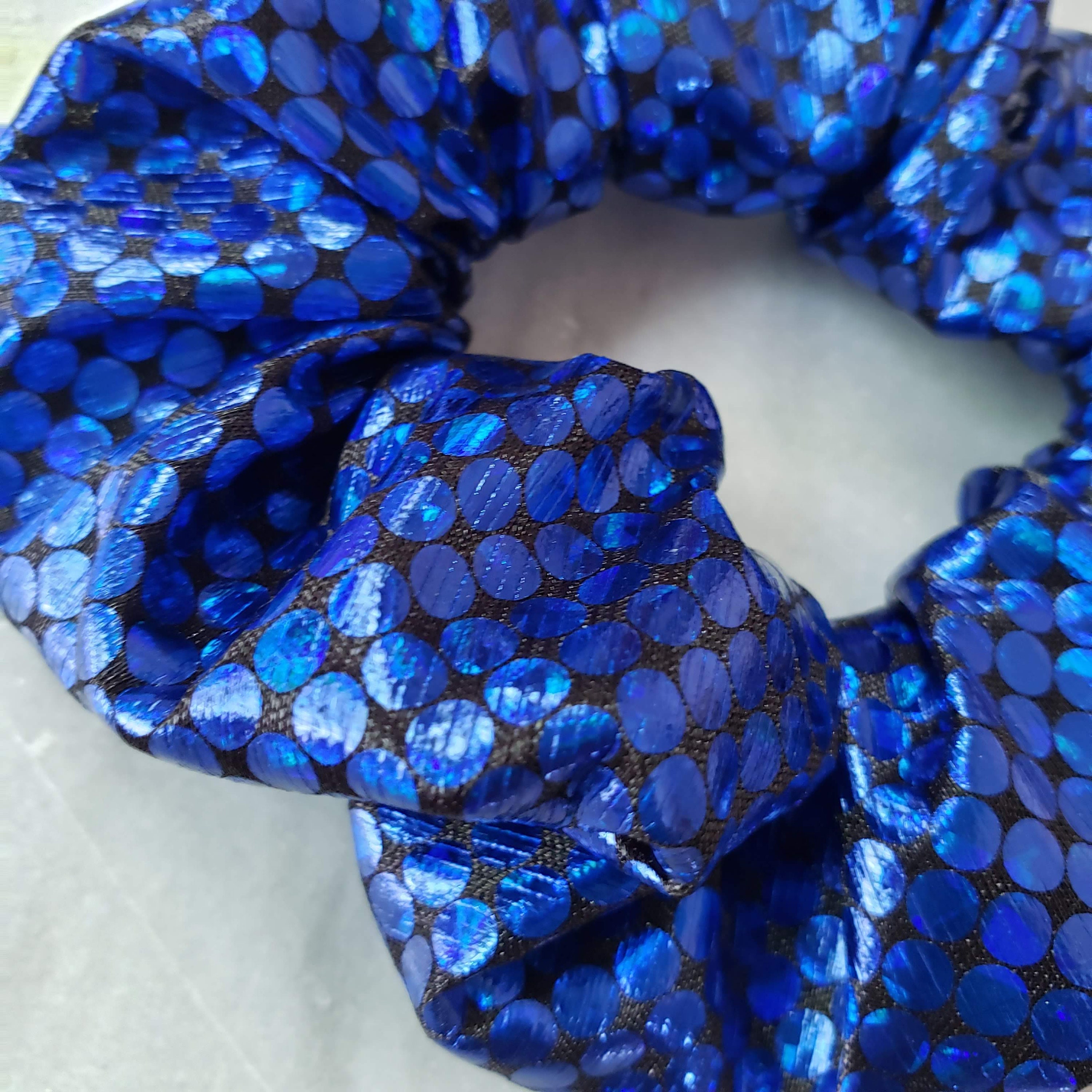 Blue Holographic Polka Dot Scrunchie - Etsy UK