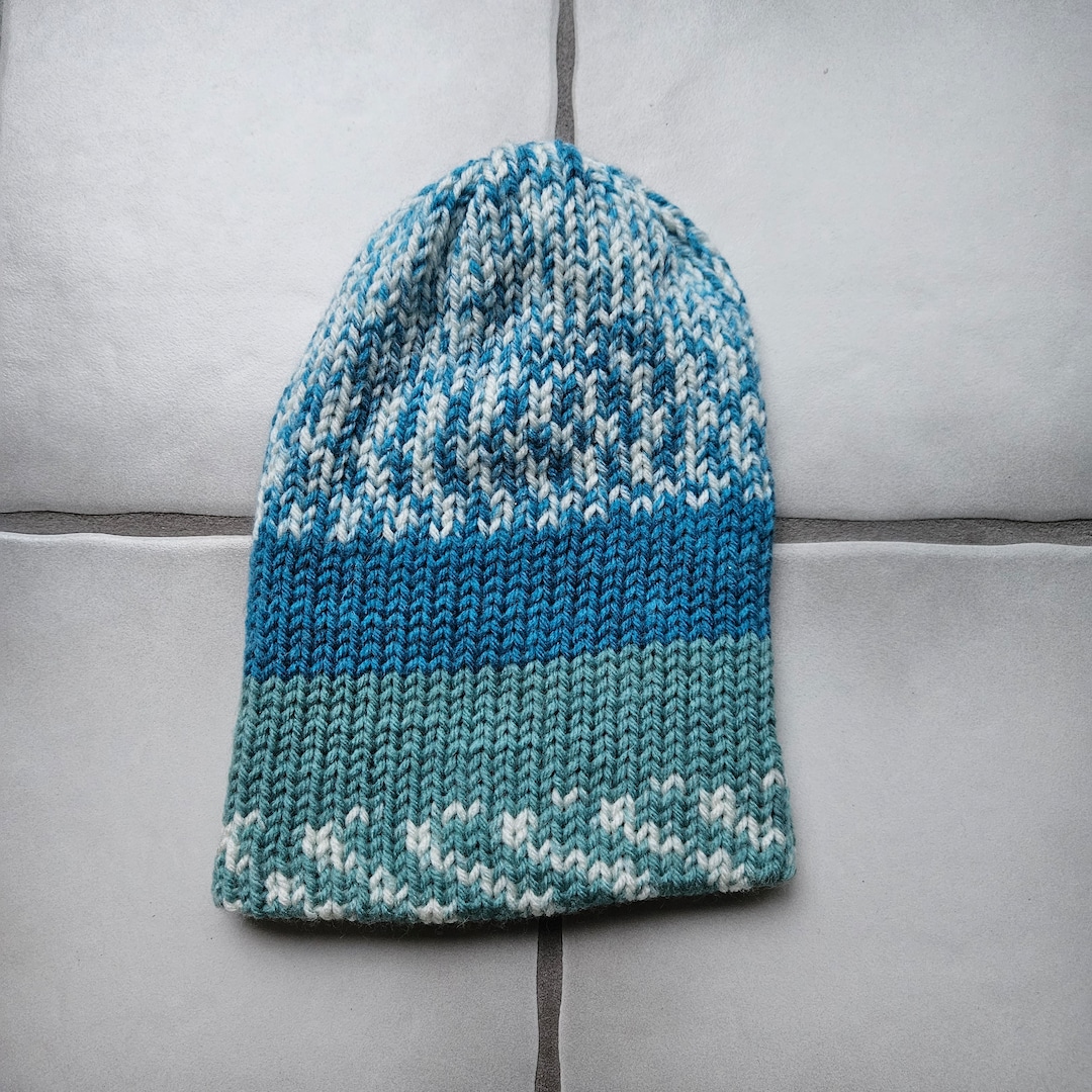 Super Soft Green and Blue Fair Isle Wool Knitted Winter Hat/beanie - Etsy