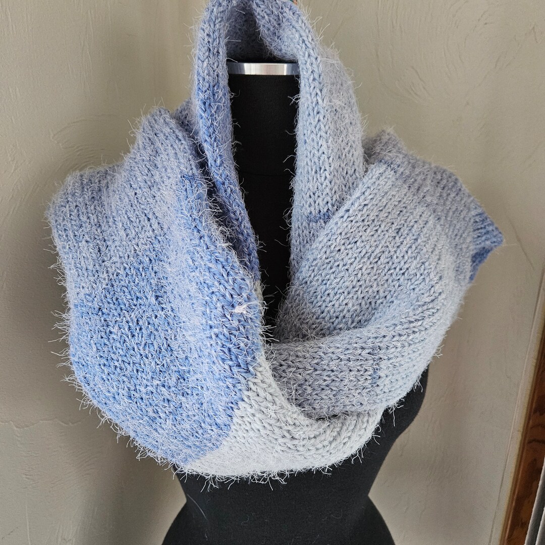 Super Soft Cozy and Warm Light and Dark Blue Striped Long Handmade ...