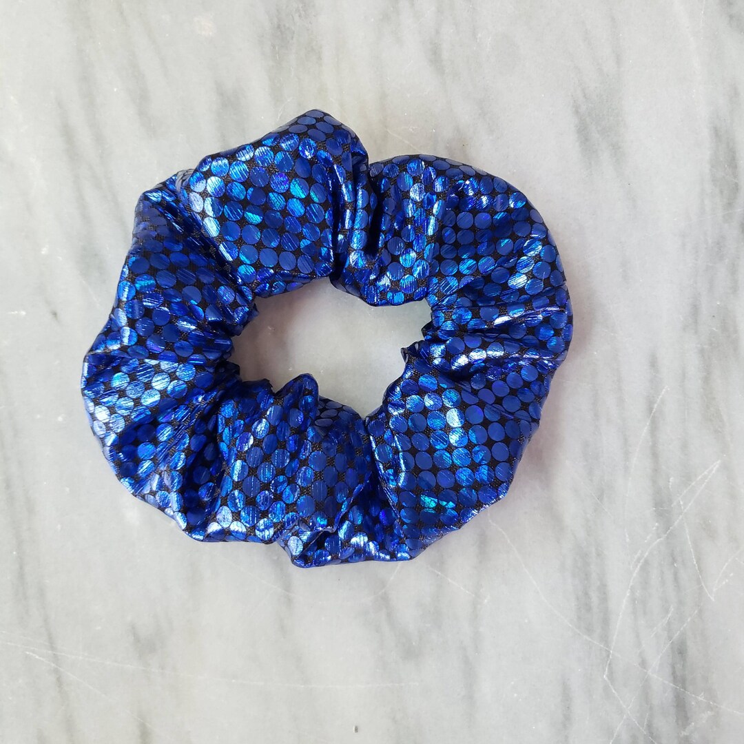 Blue Holographic Polka Dot Scrunchie - Etsy UK