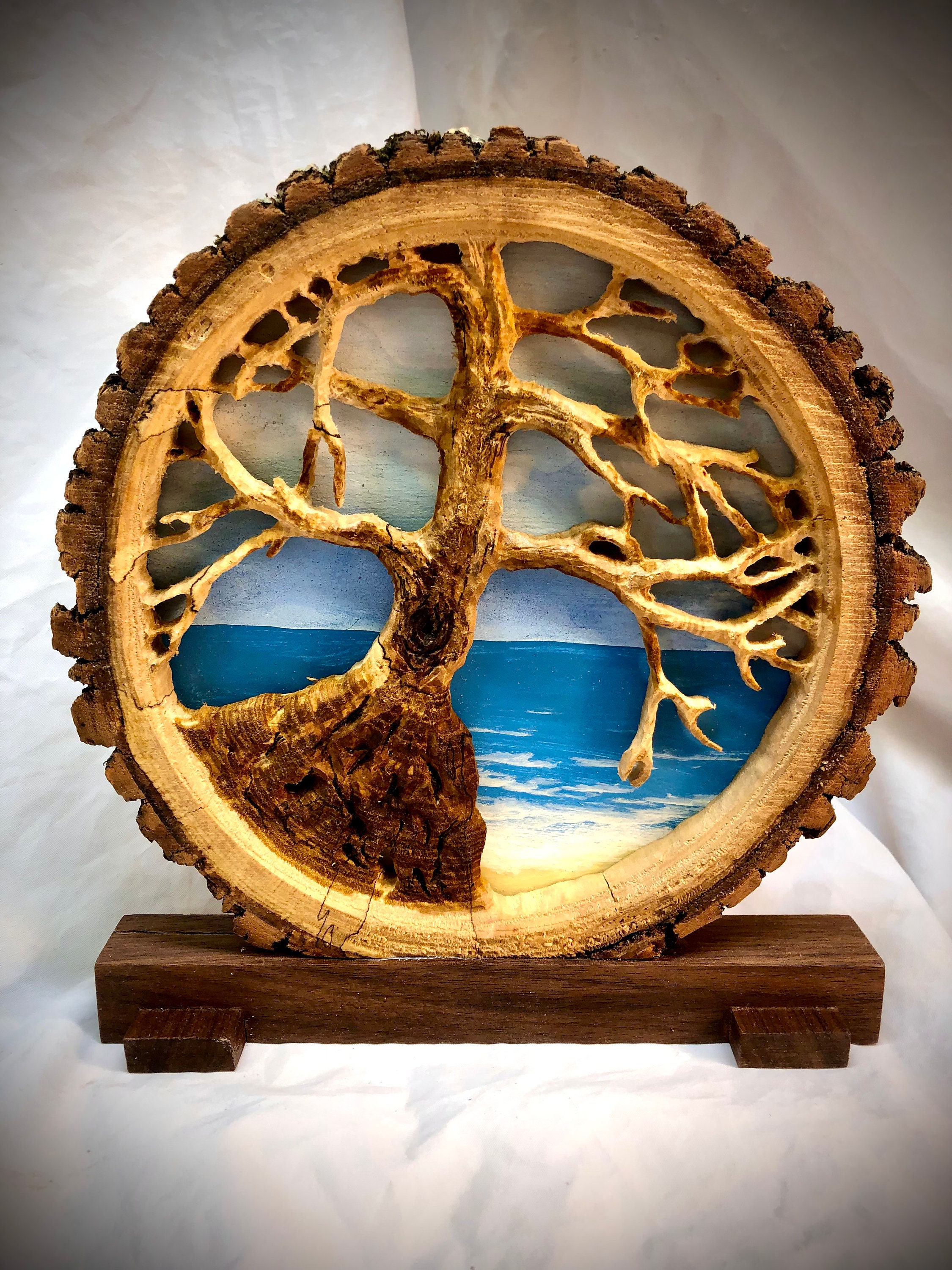 Hand Carved Tree of Life Mantle Stand - Etsy