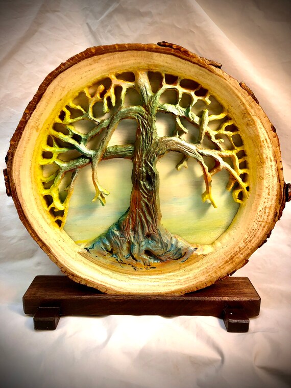 Hand Carved Tree of Life Mantle Stand - Etsy
