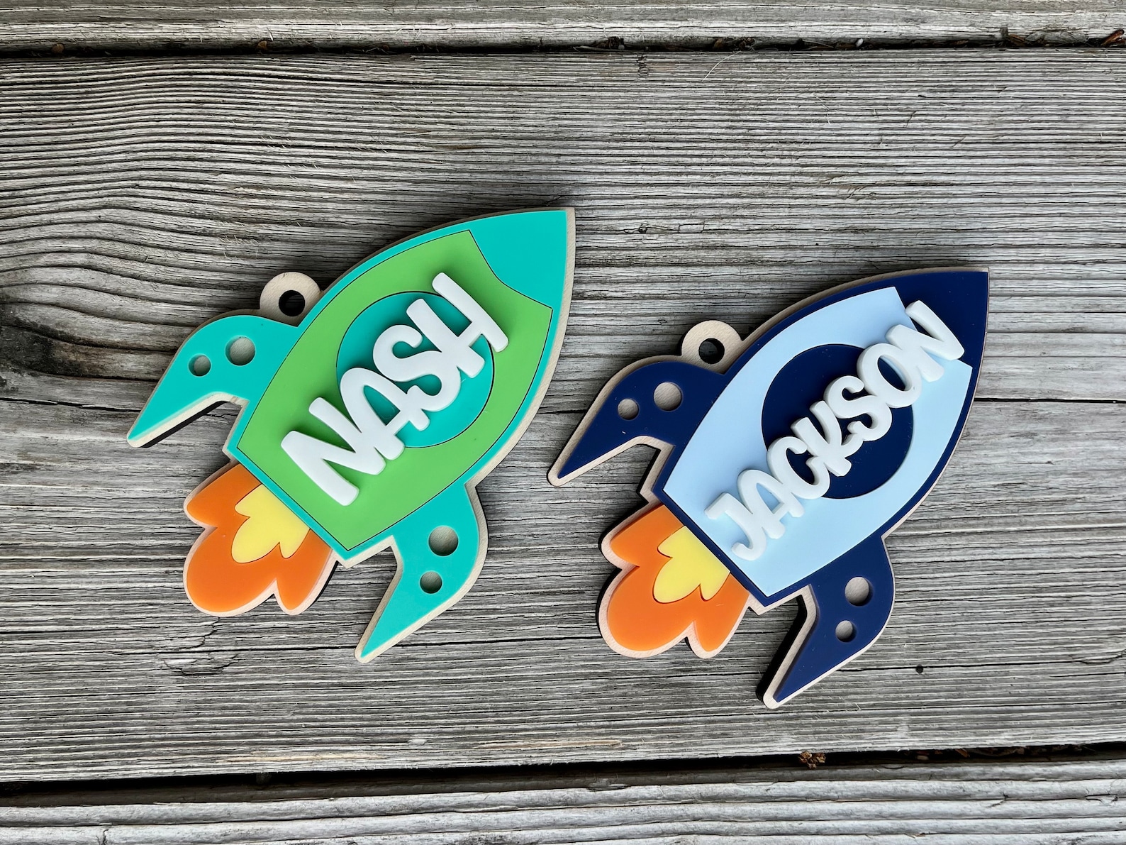 Personalized Rocketship Keychain for Kids, Space Theme Backpack Tag ...