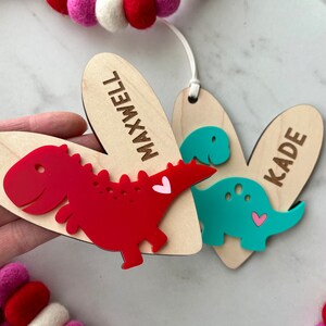 Dinosaur Valentine's Day Basket Tag, Valentine's Personalized Tag ...