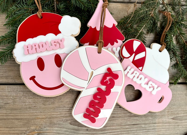 Smiley Face Ornament for Kids, Personalized Christmas Ornaments, Retro ...