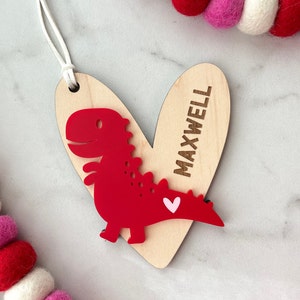 Dinosaur Valentine's Day Basket Tag, Valentine's Personalized Tag ...