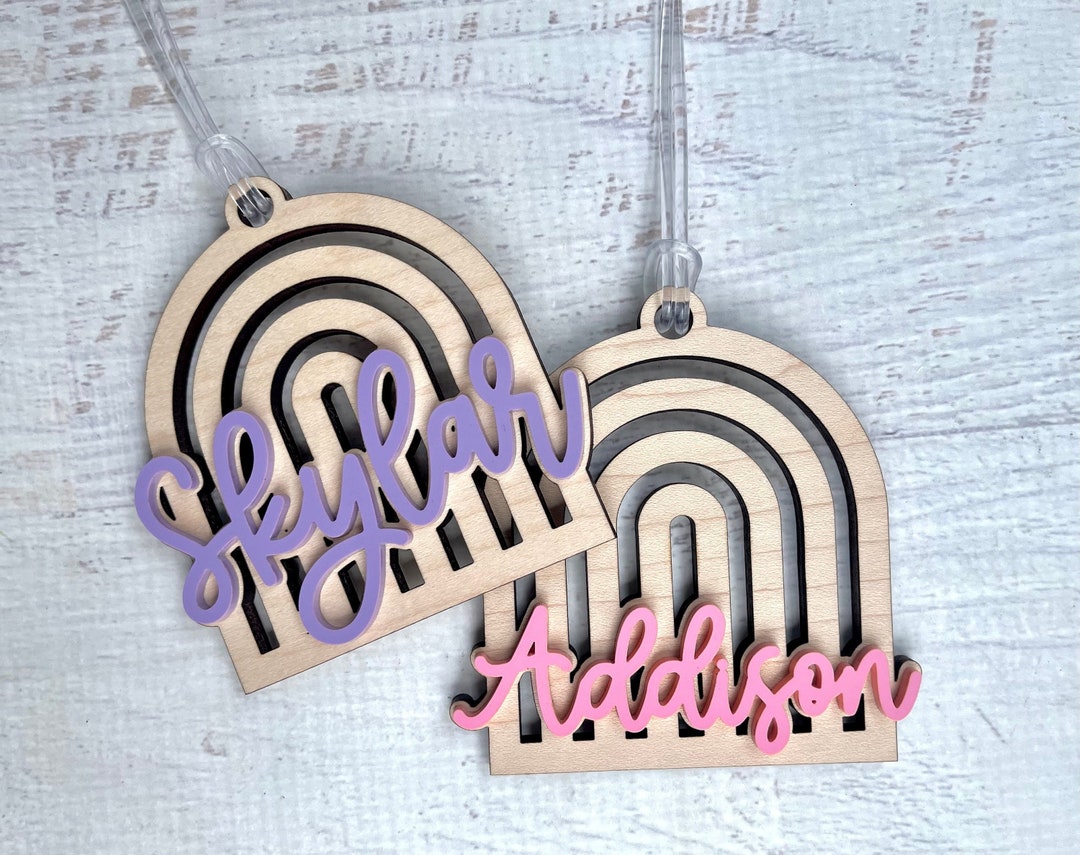 Boho Rainbow Backpack Name Tag Rainbow Bag Tag School Name - Etsy UK