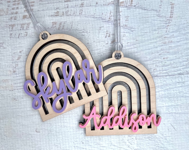 Boho Rainbow Backpack Name Tag Rainbow Bag Tag School Name - Etsy
