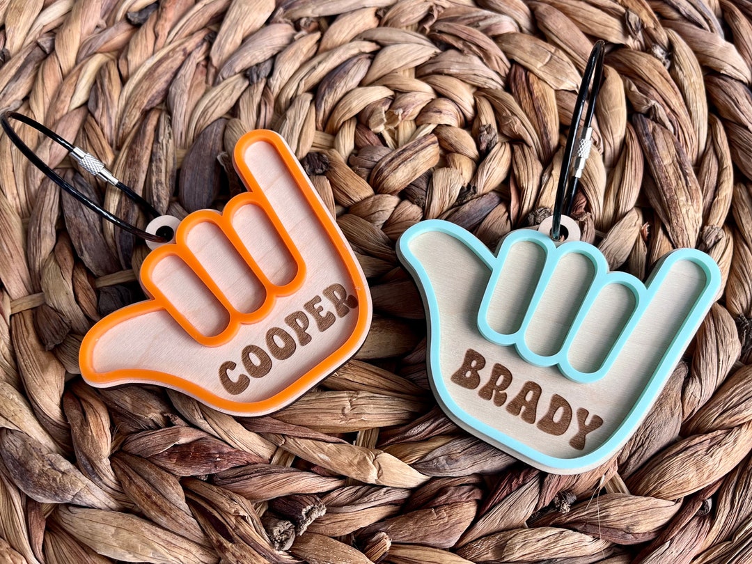 Personalized Shaka Hang Loose Backpack Name Tag, Surfer Bag Tag, School ...