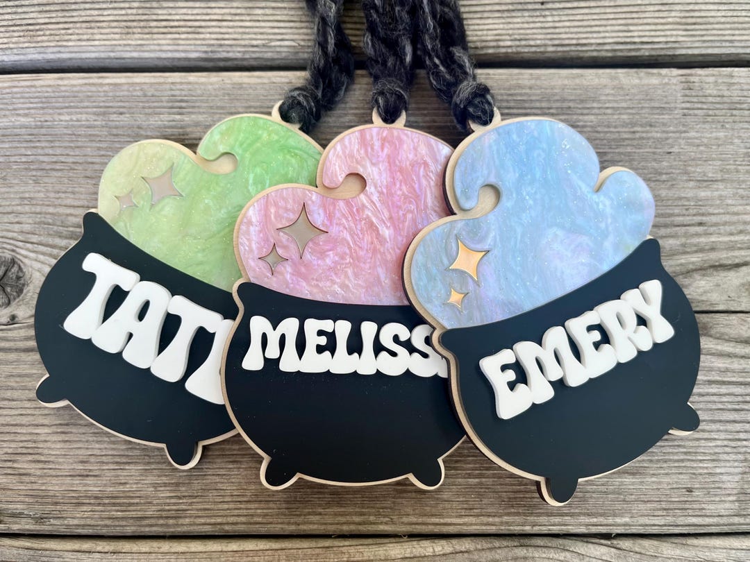 Witch Cauldron Halloween Boo Basket Tag, Trick-or-treat Bag Tag, Custom ...