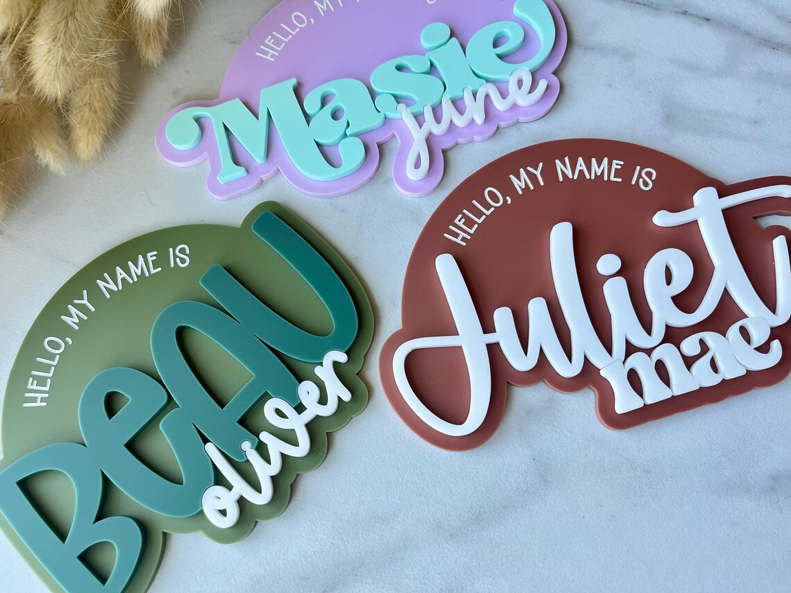 Hello My Name is Sign, Baby Name Announcement, Newborn Photo Prop ...