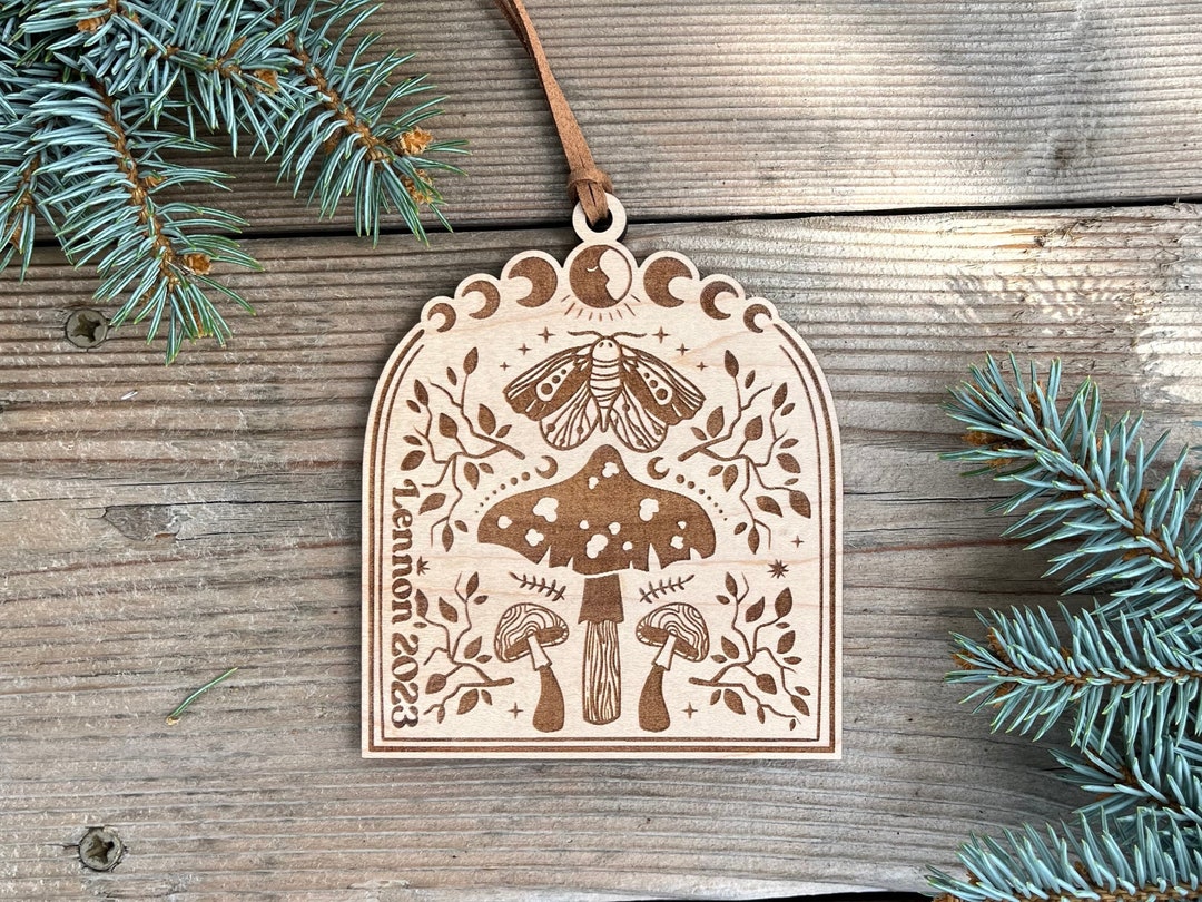 Personalized Moon Phases Moth Mushroom Christmas Ornament - Etsy