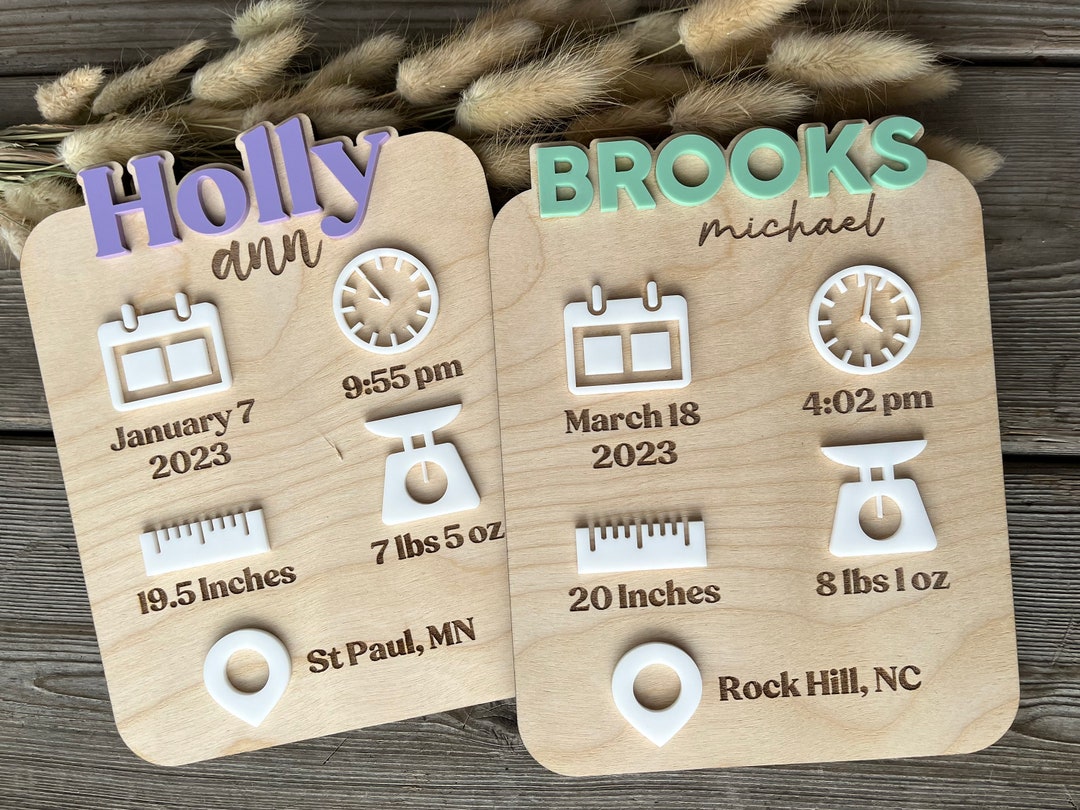 Baby Stats Sign, Newborn Announcement Sign With Birth Stat, Baby Birth ...