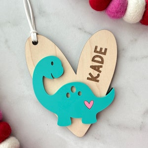 Dinosaur Valentine's Day Basket Tag, Valentine's Personalized Tag ...