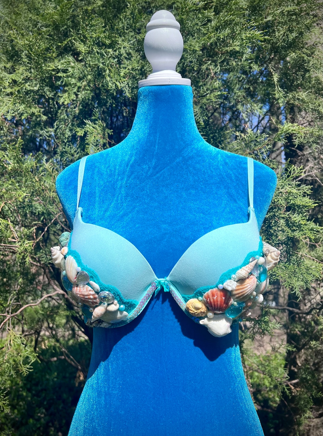 Womens Swimmable Mermaid Top With Seashells, Starfish, Pearl, Sequin ...
