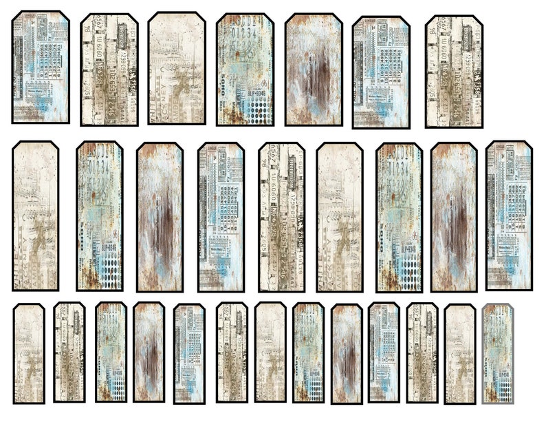 Printable Grunge Blue Tags 10 Pages With a Variety of Sizes - Etsy