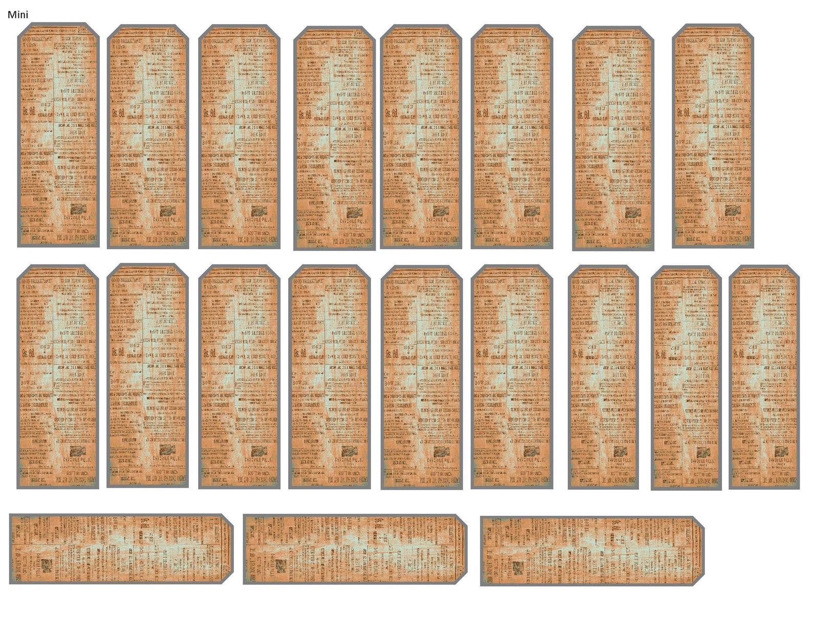 Printable Rusty Newspaper Tags, 9 Pages, Digital Downloads, Vintage ...